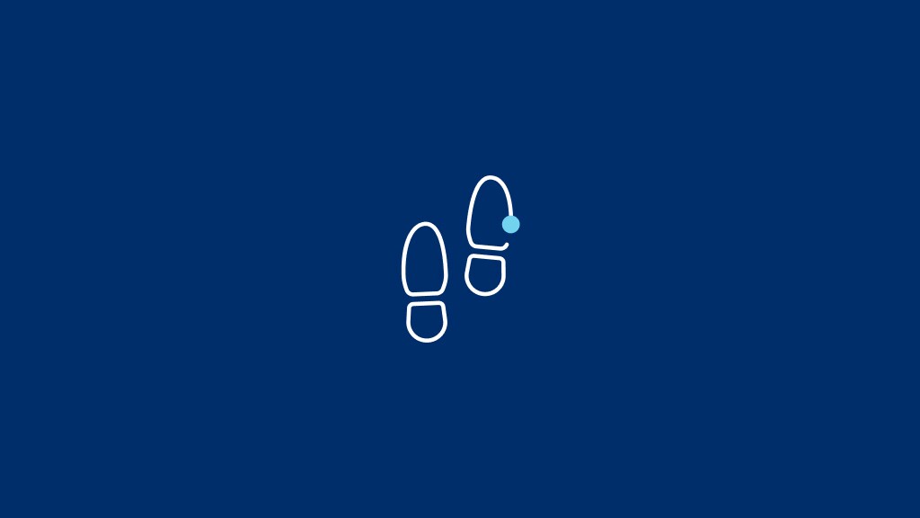 icon image of footsteps with a navy blue background