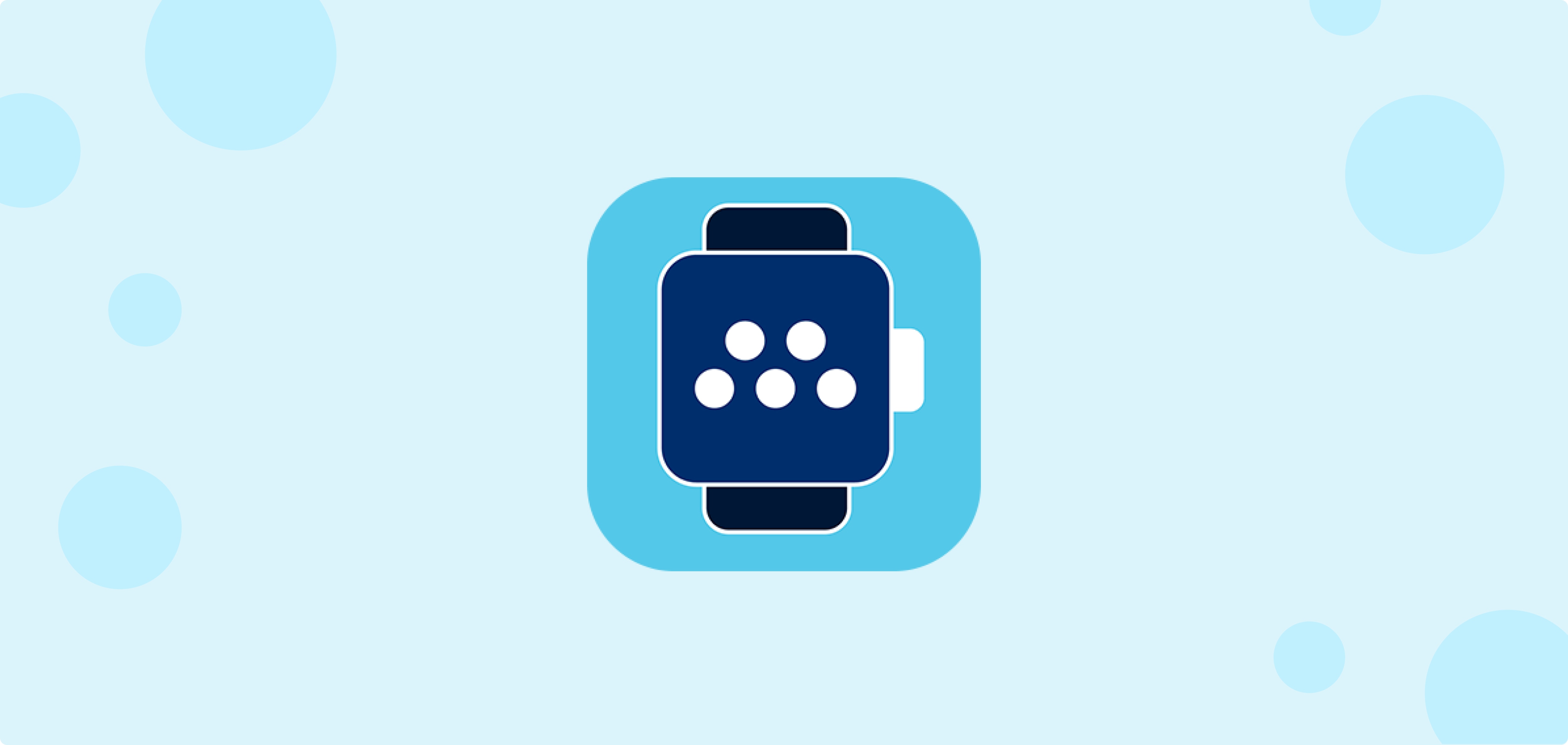 Illustration: a light blue rectangle with darker blue circles and a ...